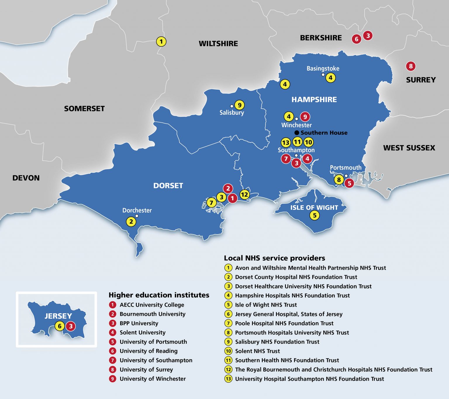 Wessex region and hospitals - Working across Wessex